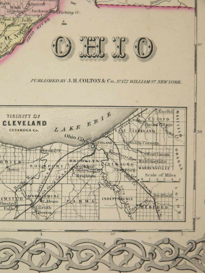 Antique Ohio Map 1856 Colton Map Original Vintage Map | Etsy