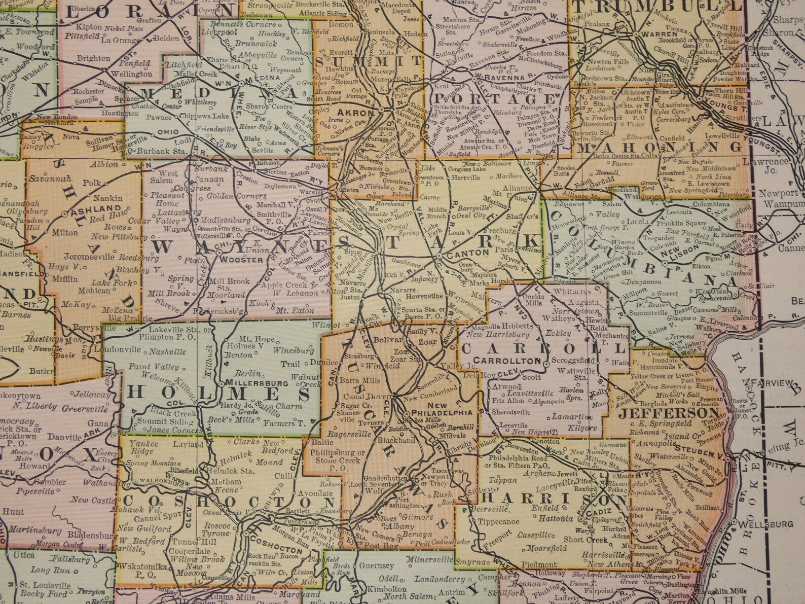 Large Vintage Ohio Map 1892 Antique Map of Ohio Gift for | Etsy