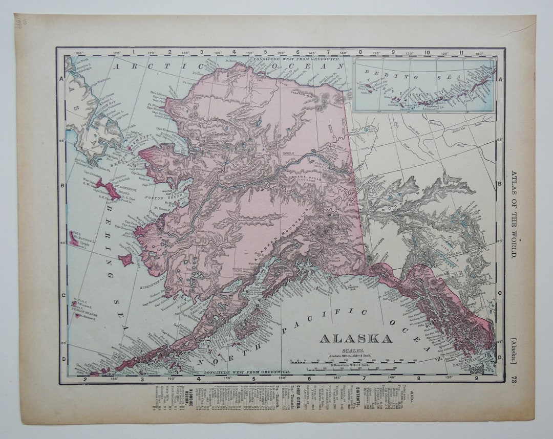 Vintage Alaska Map With Canada 1899 Antique Map British North America ...