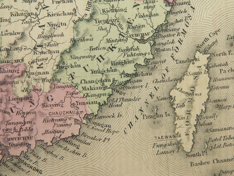 Original Antique China Map 1867 Johnson Map of China, 1st Anniversary ...