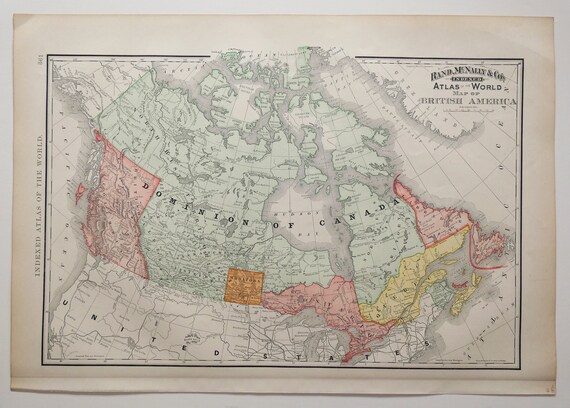 1892 Antique Dominion of Canada Map British North America | Etsy