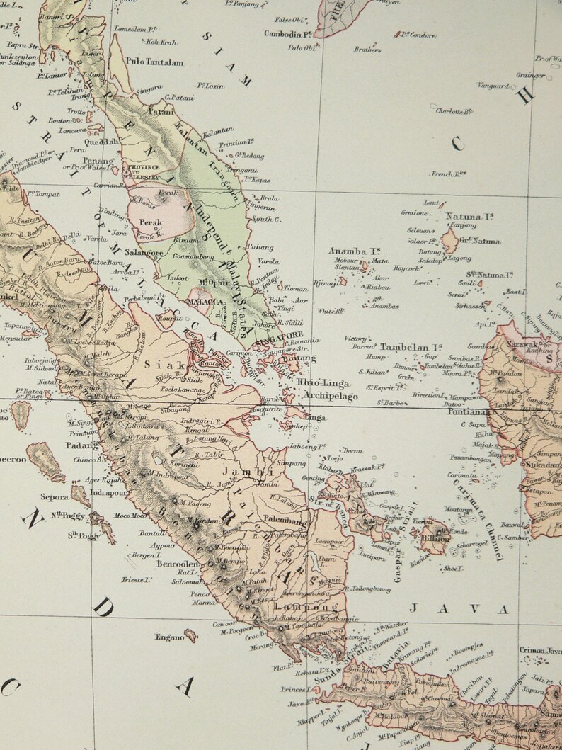 Original Vintage East Indies Map Siam Anam 1884 A C Black - Etsy