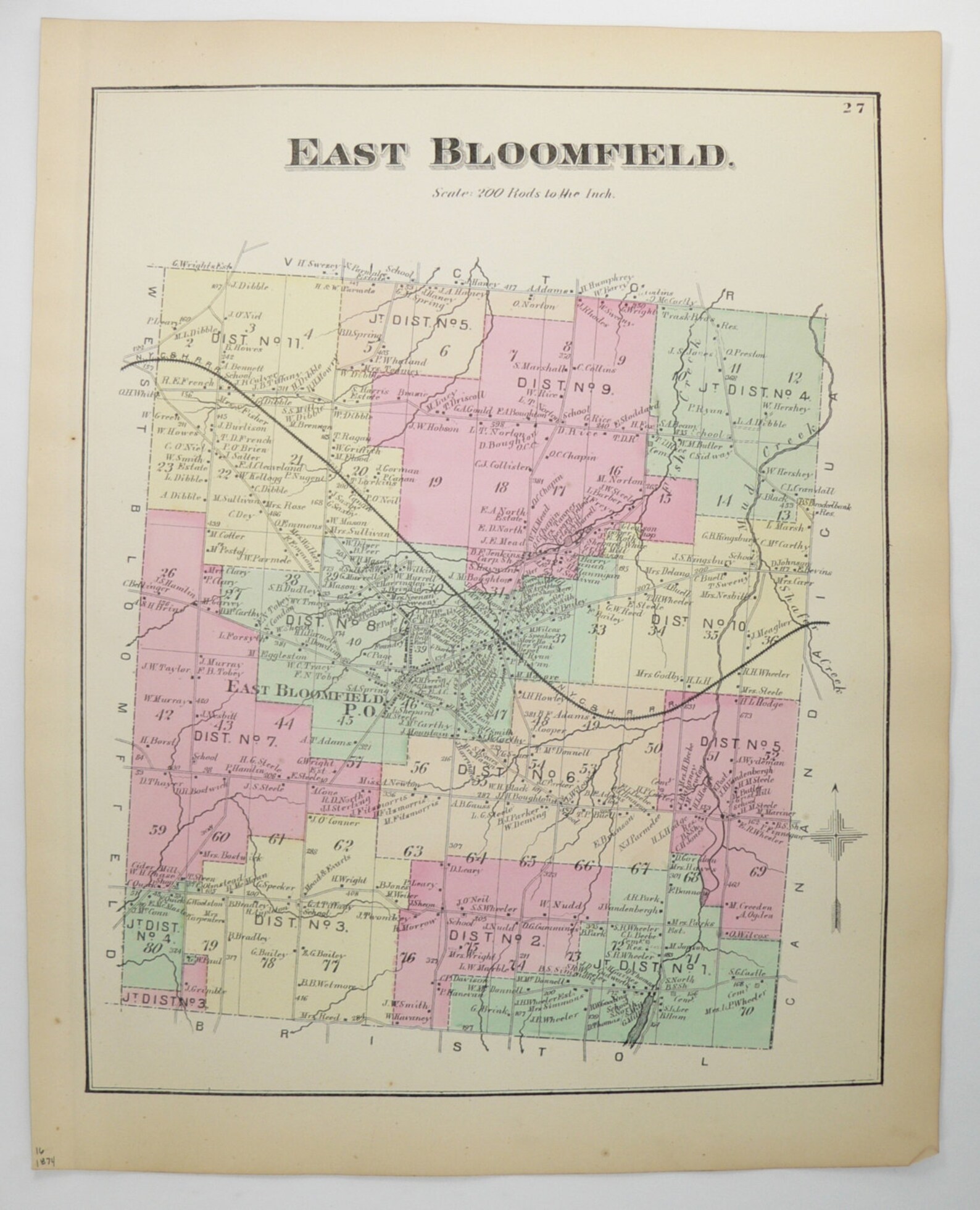East Bloomfield NY Map 1874 Original Antique Map Ontario - Etsy