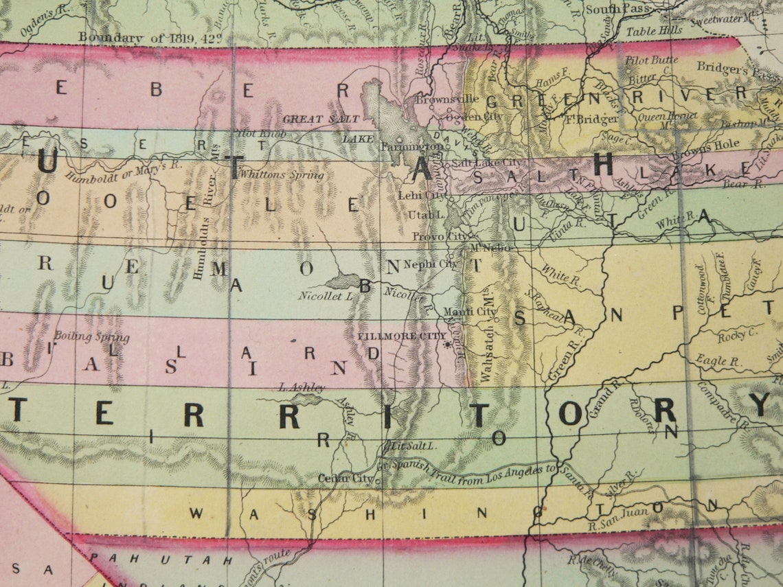 1854 Mitchell Map of Western United States California - Etsy