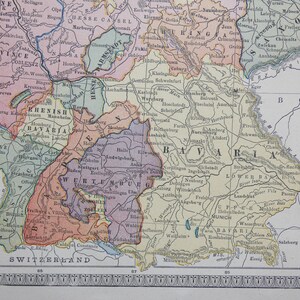 Antique 1884 Map of Germany Switzerland and Roman Empire - Etsy