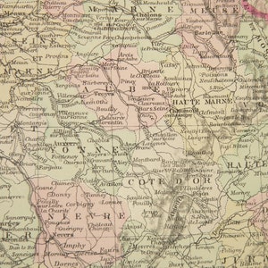 1886 Antique France Map 1886 Bradley Atlas Map of France, Vintage ...