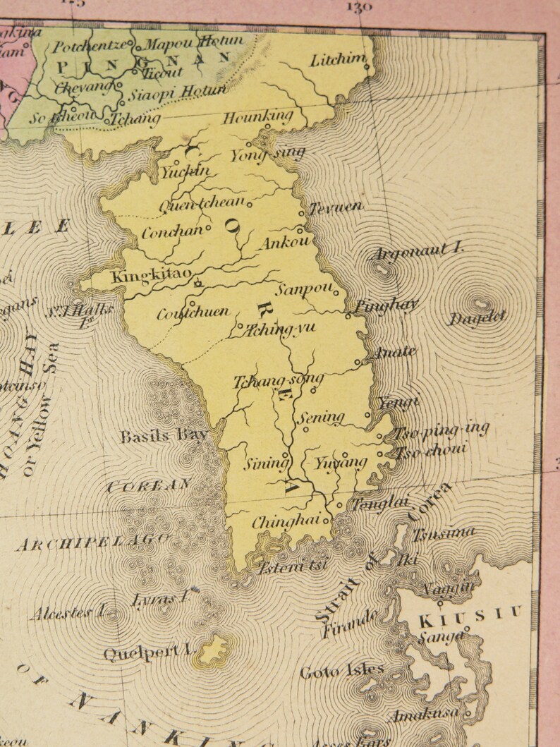Vintage China Map 1852 Mitchell Map of China, Taiwan Map Formosa, Korea ...
