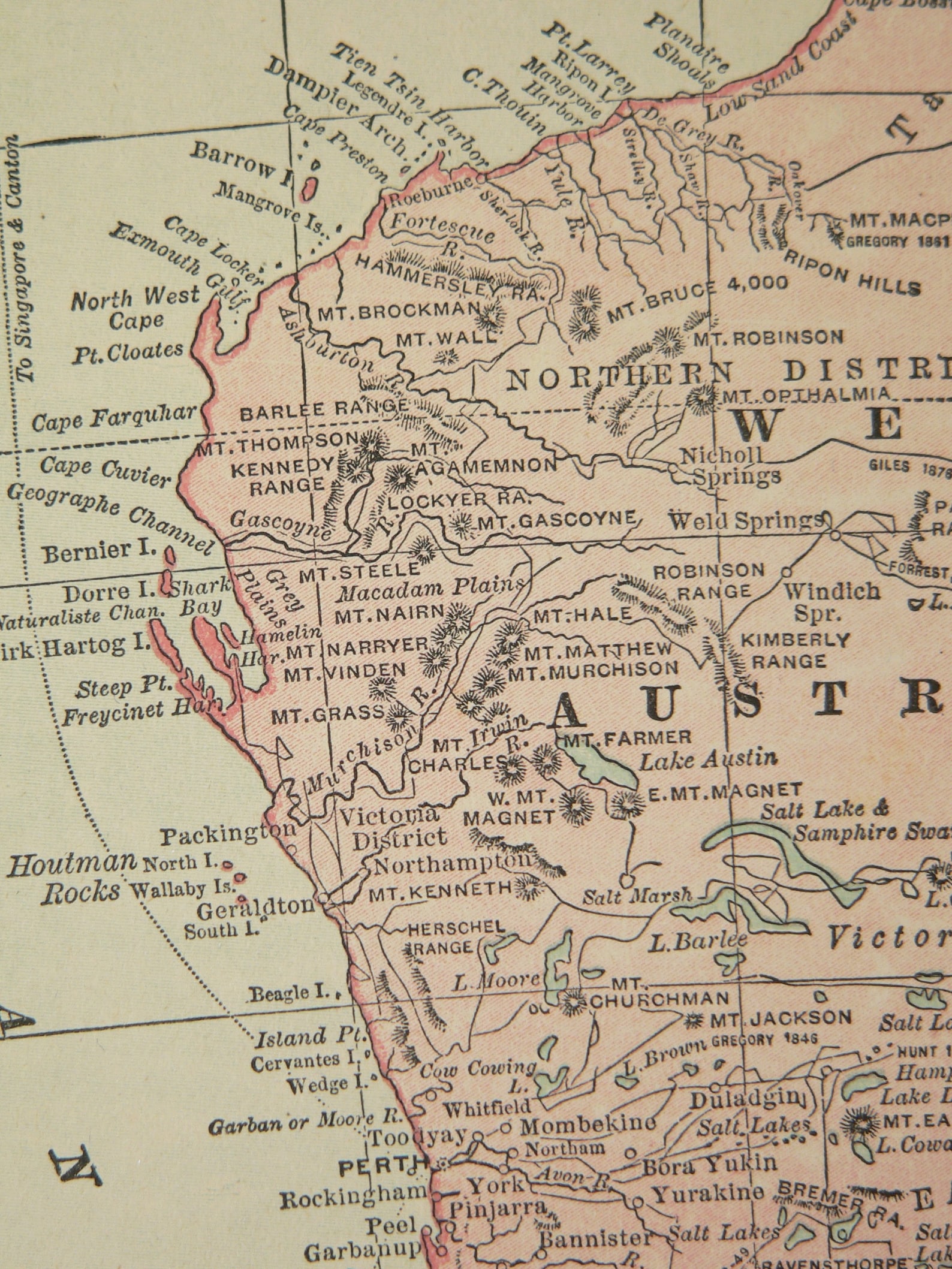 Vintage Australia Map 1896 Real Antique Map of Australia, 1st ...