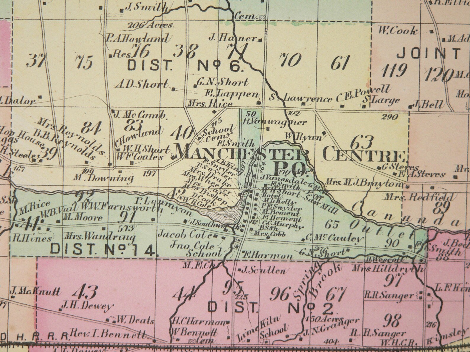 1874 Manchester NY Map 1874 Vintage Map Manchester New York Map, Port ...