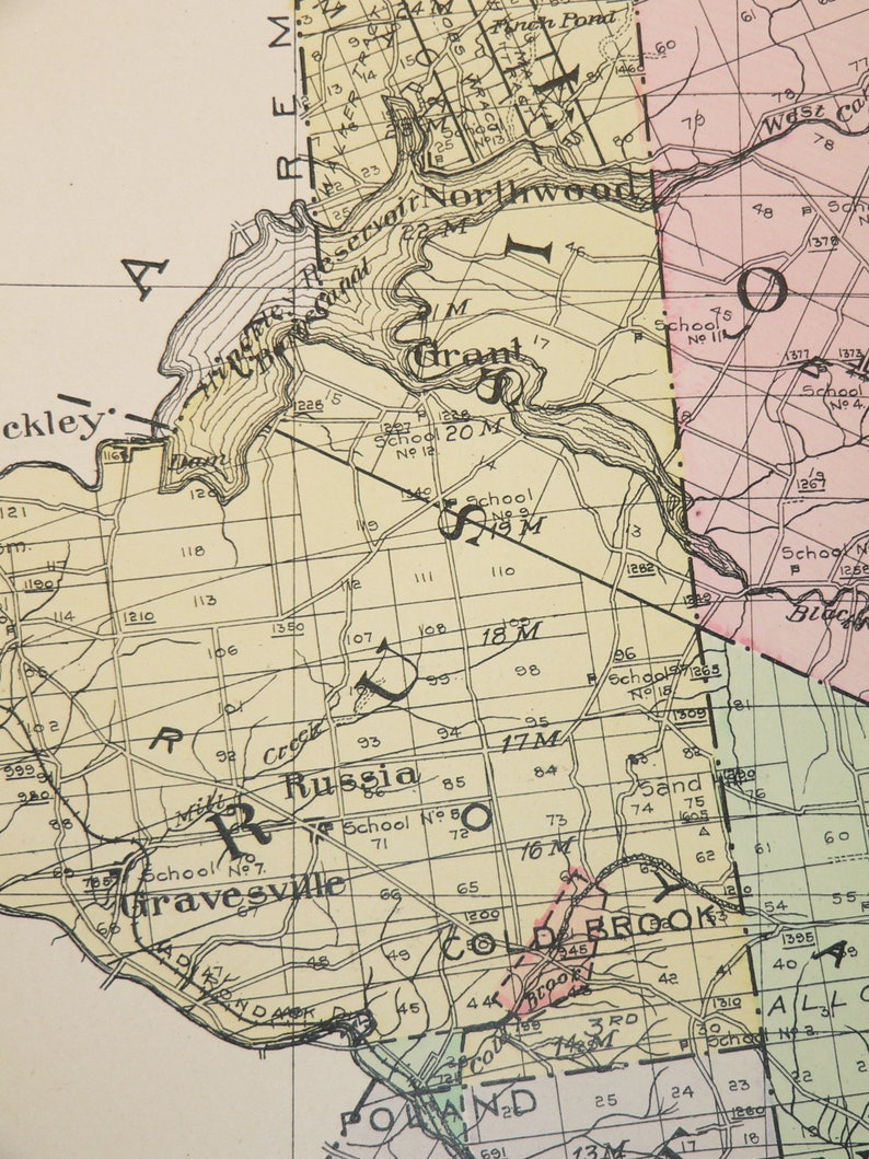 1912 Large Map Herkimer County NY Map Vintage Map New York | Etsy