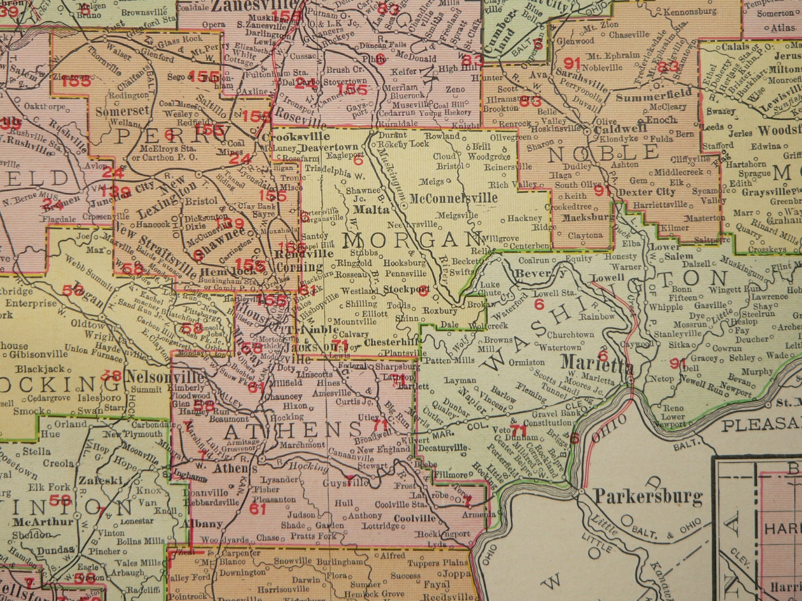 Large Vintage Ohio Map 1897 Antique Map of Ohio, Gift for Coworker ...