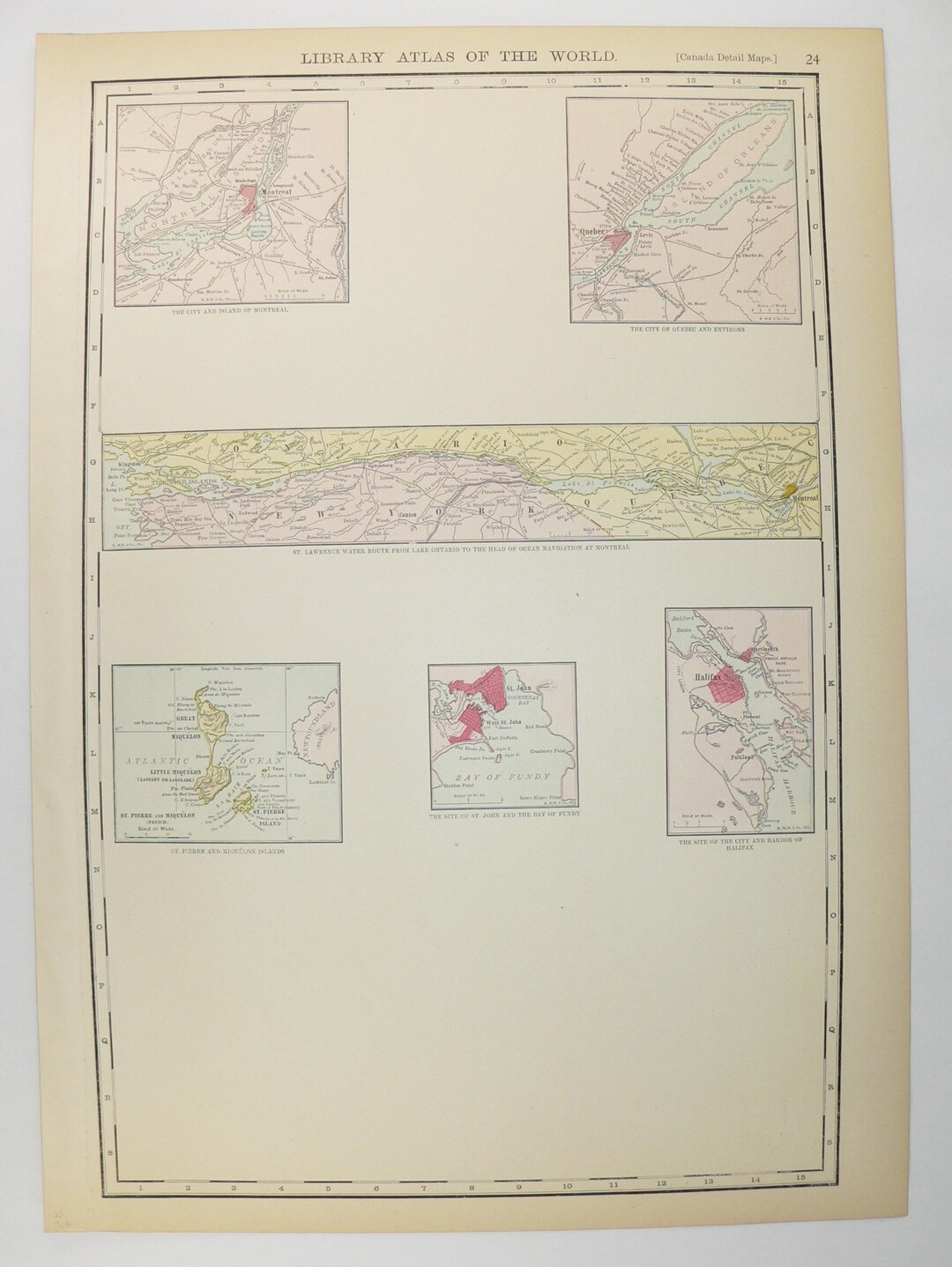 Vintage Canada Map, St. Lawrence River Travel Map, Montreal 1912 Rand ...
