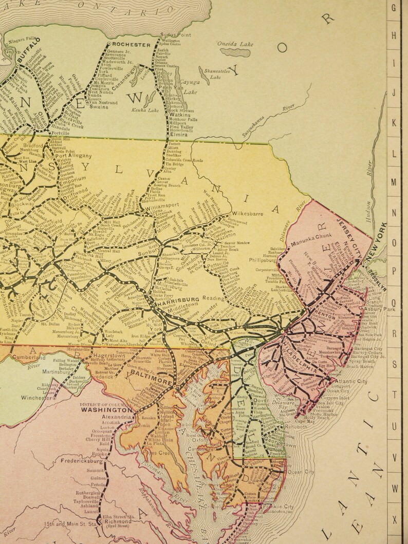 Large Pennsylvania Railroad Map, Original Antique Map 1908 Rand Mcnally ...