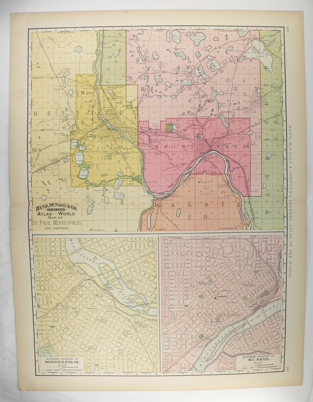 1897 Antique Map of Minneapolis & St. Paul, Twin Cities Decor - Etsy