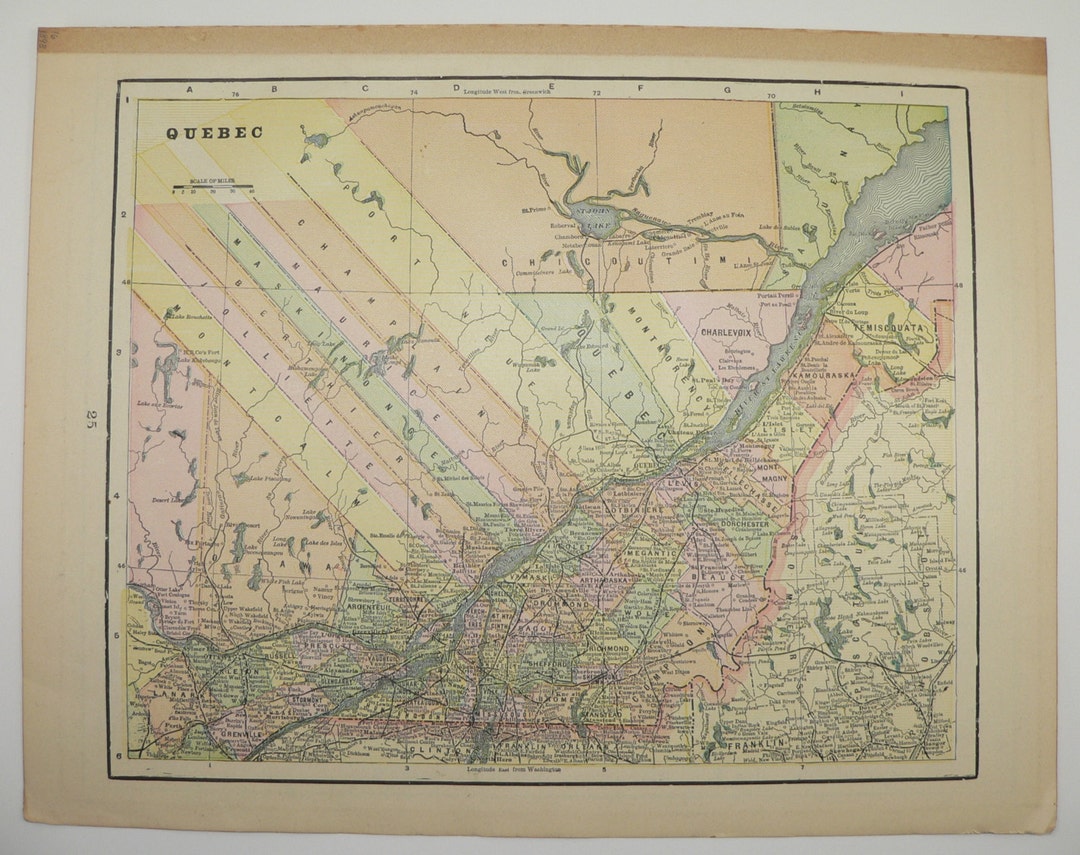 Ontario and Quebec Canada 1898 Antique Map - Etsy