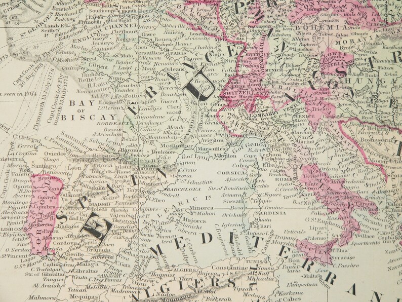 Antique Europe Map Large Vintage Map of Europe 1864 Johnson | Etsy