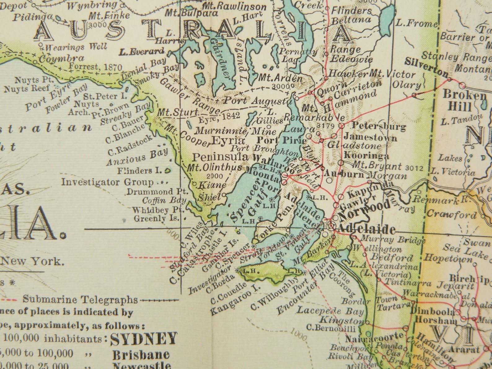 1899 Century Australia Map With Tasmania, Real Vintage Map of Australia ...
