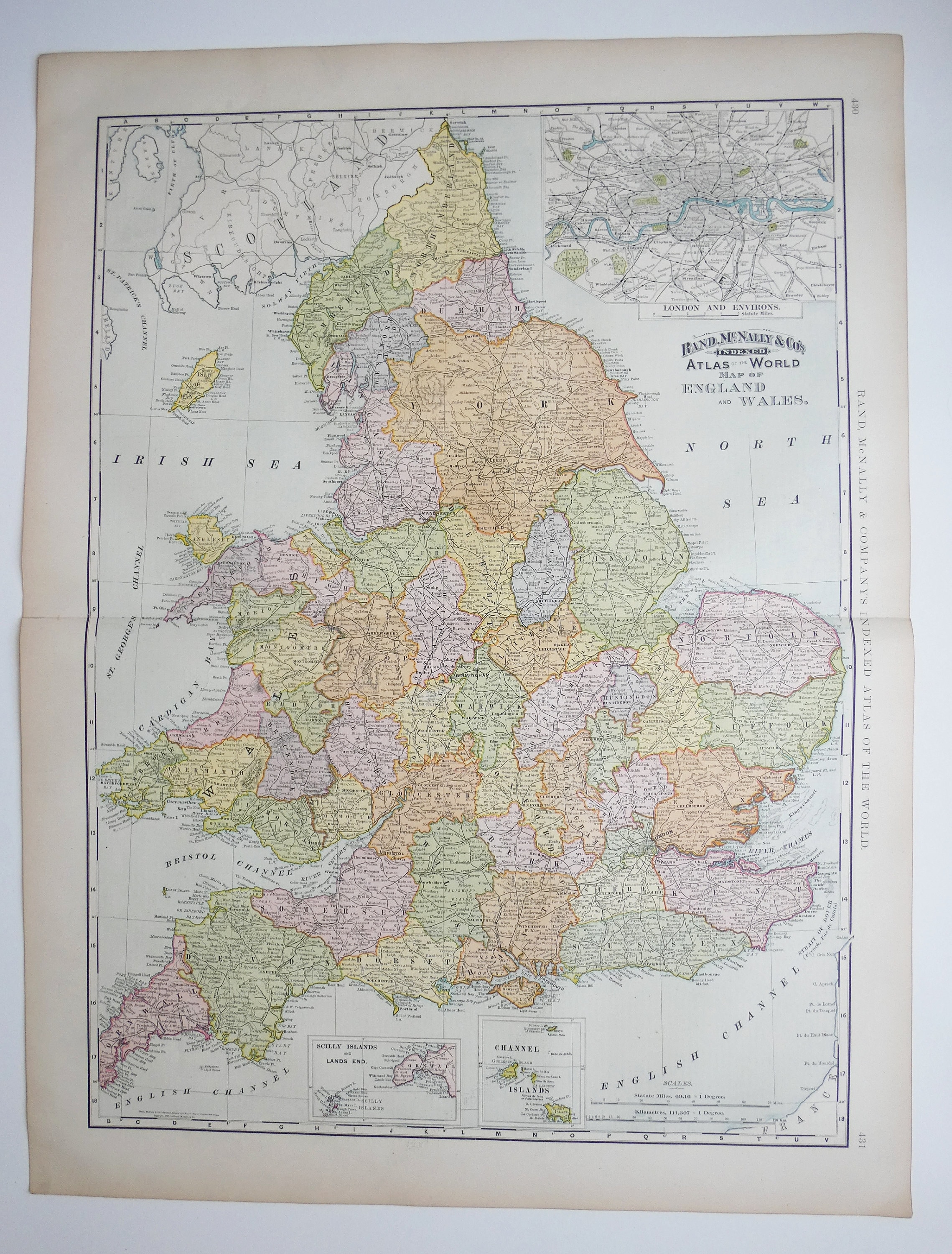Large Map of England 1892 Original Vintage Map United | Etsy