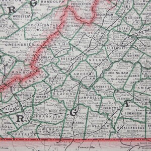 Antique 1884 Map of Tennessee and Kentucky, Virginia and West Virginia ...