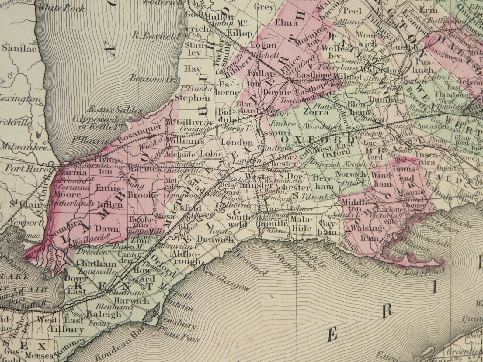 1862 Johnson Map of Ontario and Quebec Canada, Original Vintage Map ...