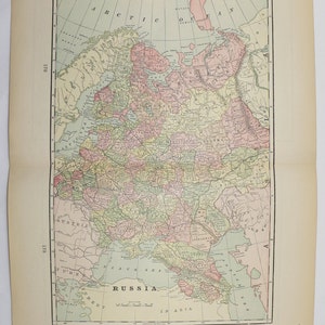 1897 Map of Russia, Turkey in Europe, Original Vintage Map, Norway and ...