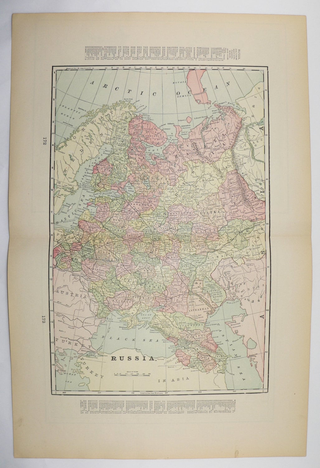 1897 Map of Russia, Turkey in Europe, Original Vintage Map, Norway and ...