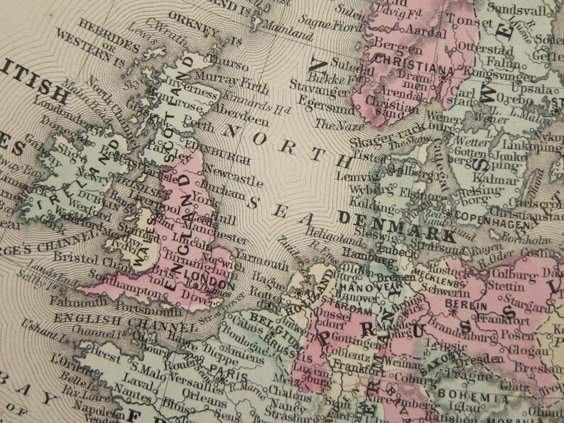 Antique Map of Europe Original 1860 Mitchell Europe Map - Etsy