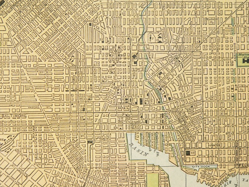 1896 Vintage Baltimore Map City Street Map Baltimore - Etsy