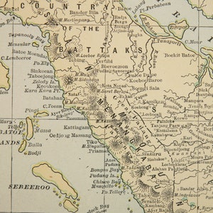 1900 Antique Java Map, Sumatra Map, Indonesia Island Map, East Indies ...