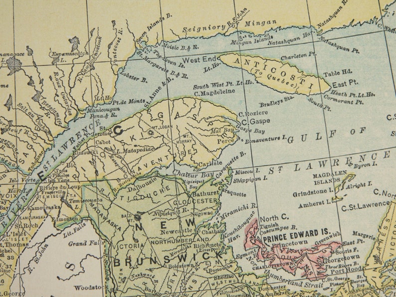 Ontario Canada Map Quebec Canada Map 1896 Antique Map | Etsy
