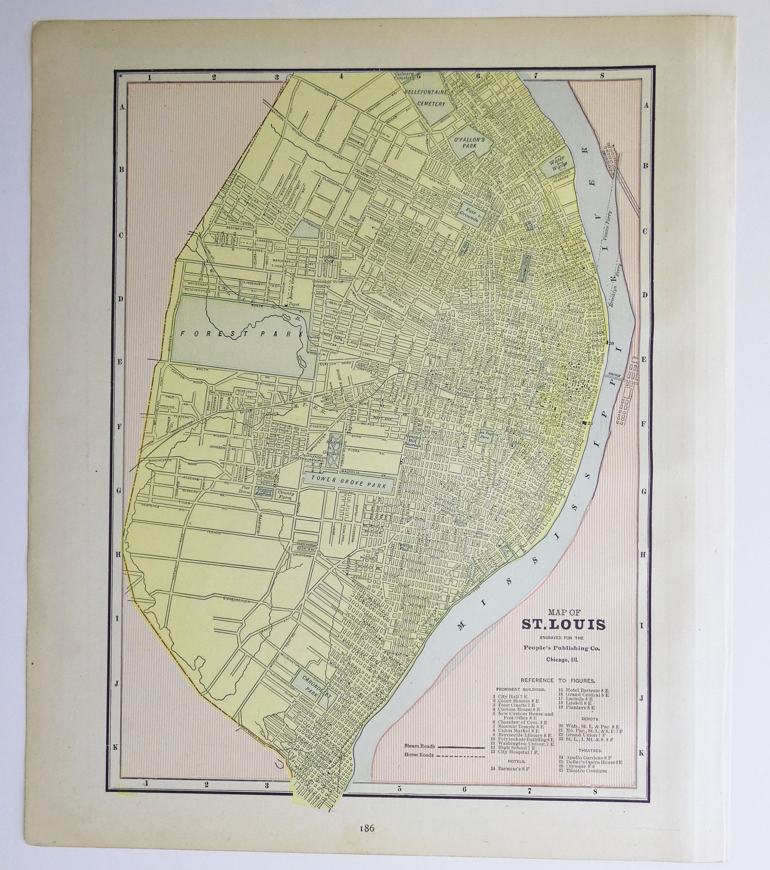1889 Antique Map of Chicago and St Louis MO Original Vintage - Etsy