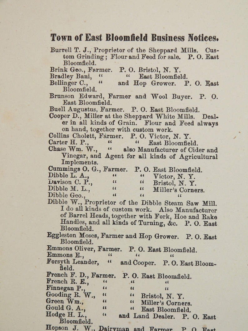 Antique New Salem NY Map Chapinville 1874 Vintage Map - Etsy