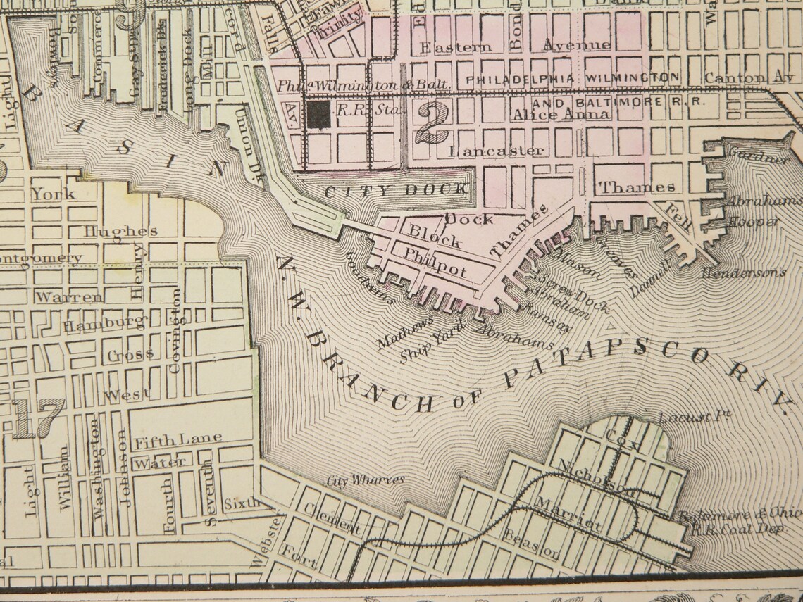 Antique Baltimore Map 1872 Mitchell Map of Baltimore MD City - Etsy