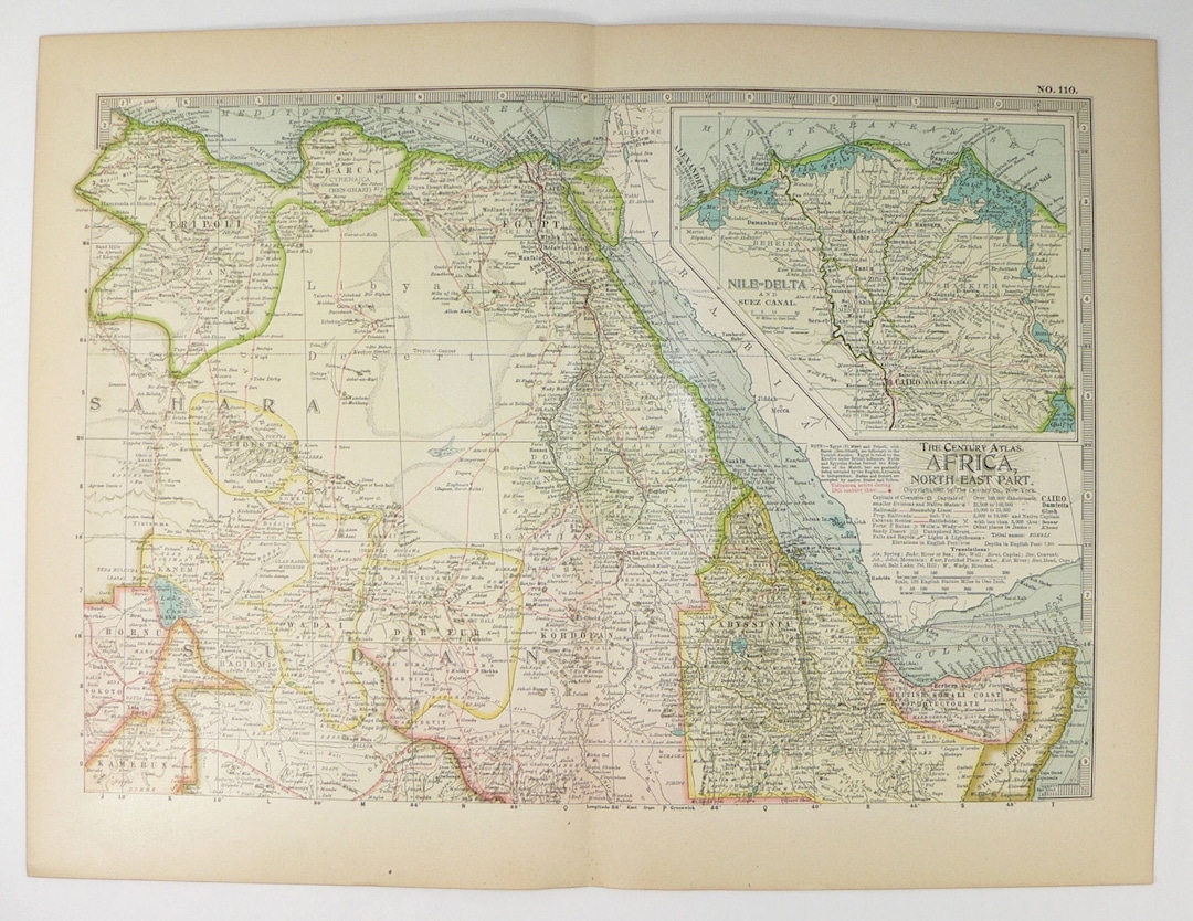 1899 Map of NE Africa, Century Map of Sudan Sahara Desert, Egypt - Etsy ...