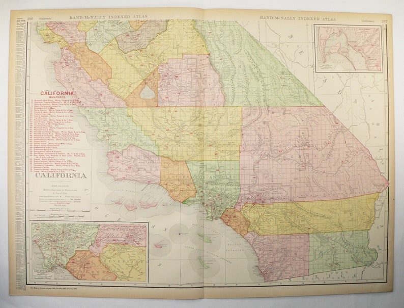 1908 Large Southern California Map Original Vintage Map of - Etsy