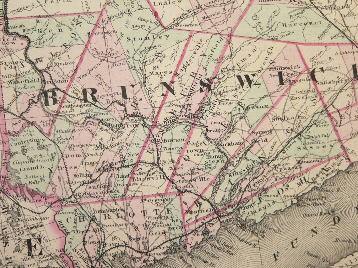 1881 Colton Map of Canada, Quebec, New Brunswick, Manitoba - Etsy