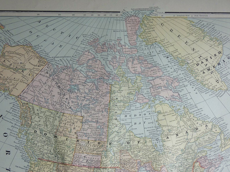 1889 Antique North America Map United States Canada Mexico | Etsy