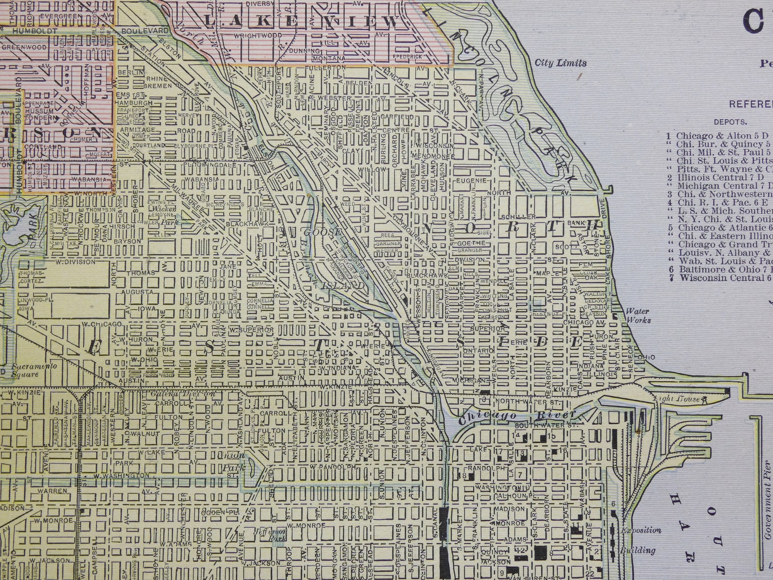 1889 Antique Map of Chicago and St Louis MO Original Vintage - Etsy