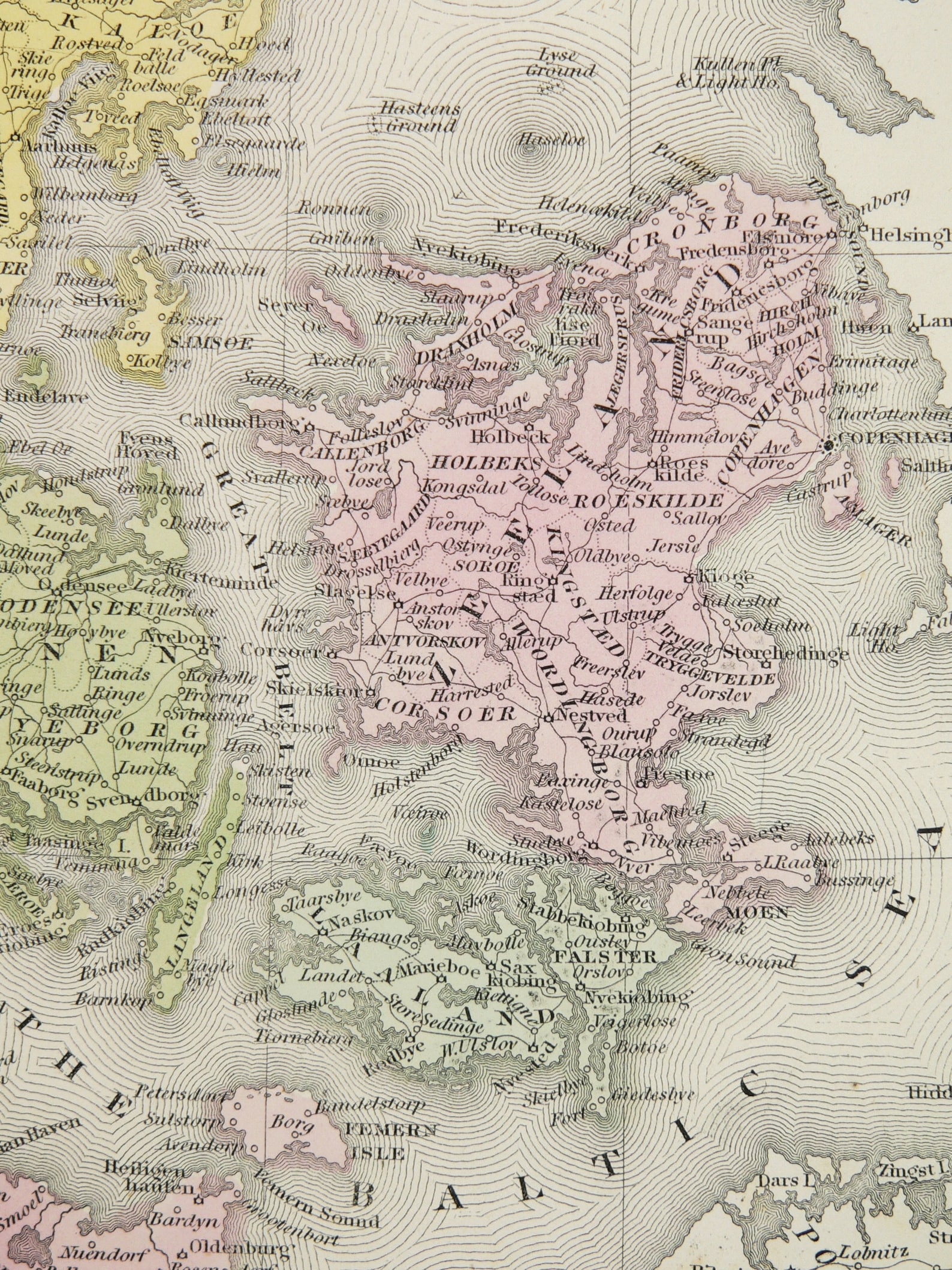 1854 Mitchell Map of Denmark, Original Antique Map, Vintage Denmark Map ...