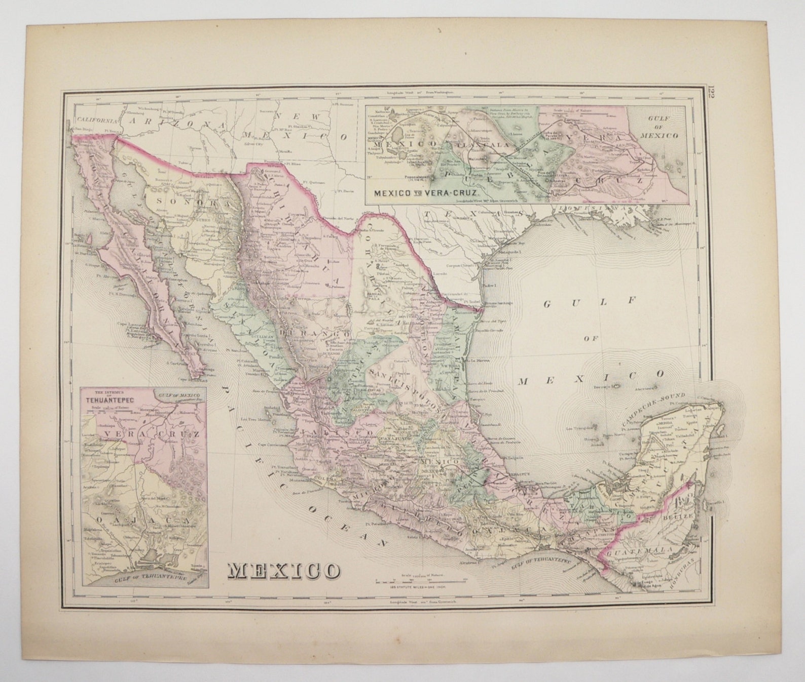 Vintage Arizona Map New Mexico Map 1876 OW Gray Map | Etsy