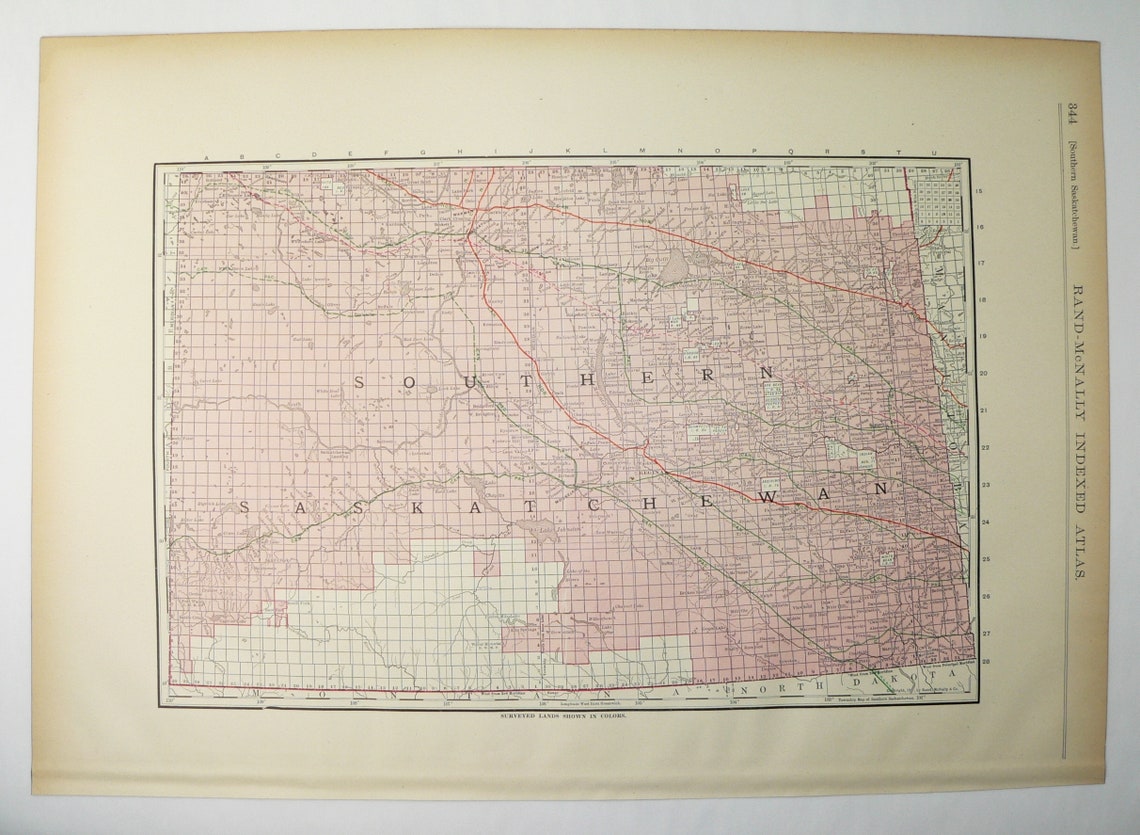 Vintage 1908 Map of Saskatchewan Canada Original Antique Map - Etsy