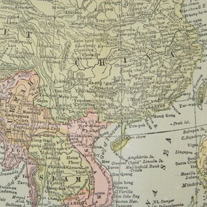 1897 Vintage Asia Map, Middle East, Crete Cyprus, Antique Map From the ...