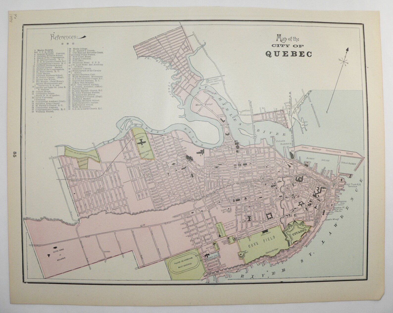 Vintage Map Quebec City Canada, Halifax Dartmouth Map 1894 City Street ...