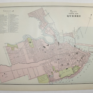 Vintage Map Quebec City Canada, Halifax Dartmouth Map 1894 City Street ...