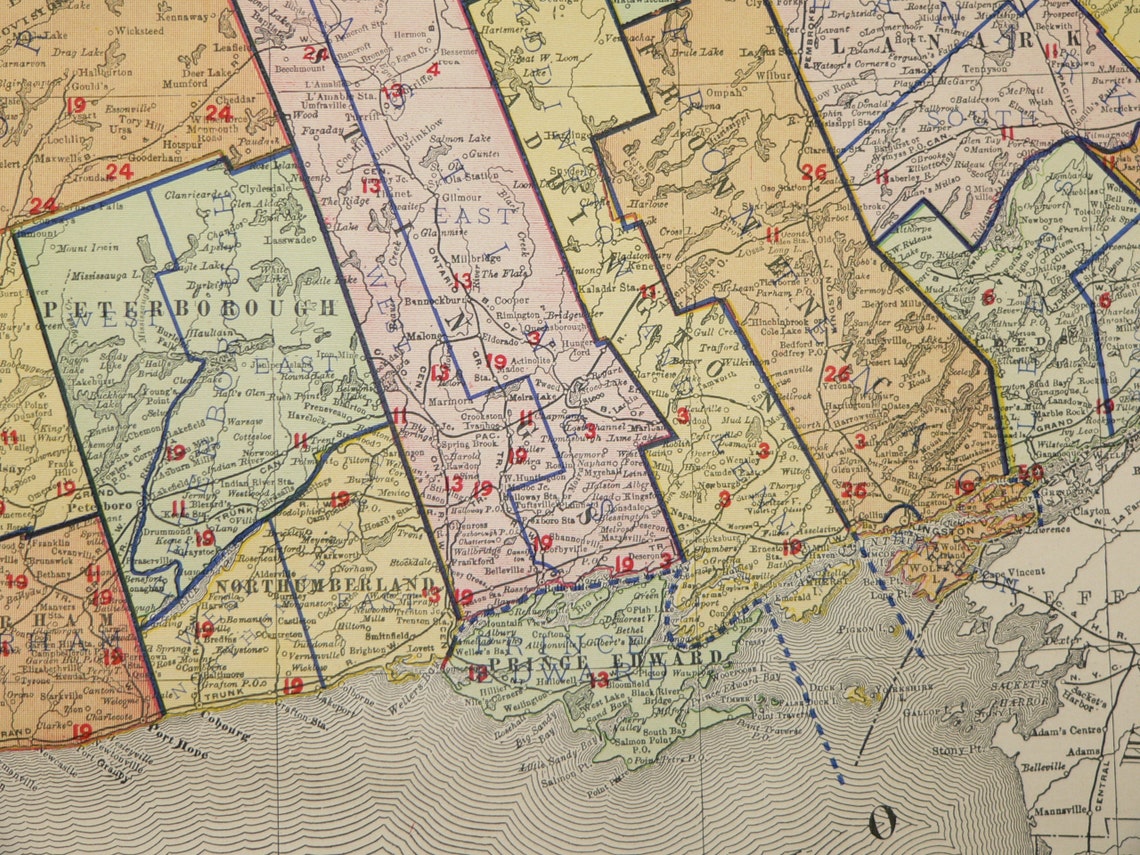 Large Vintage Ontario Canada Map 1908 Antique Map of Ontario - Etsy