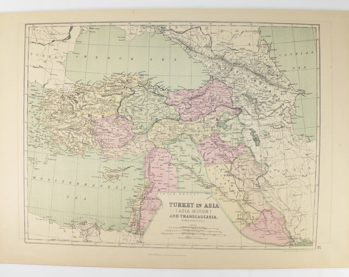 Antique Turkey in Asia Map 1873 Middle East Map, Palestine, Iraq Map ...