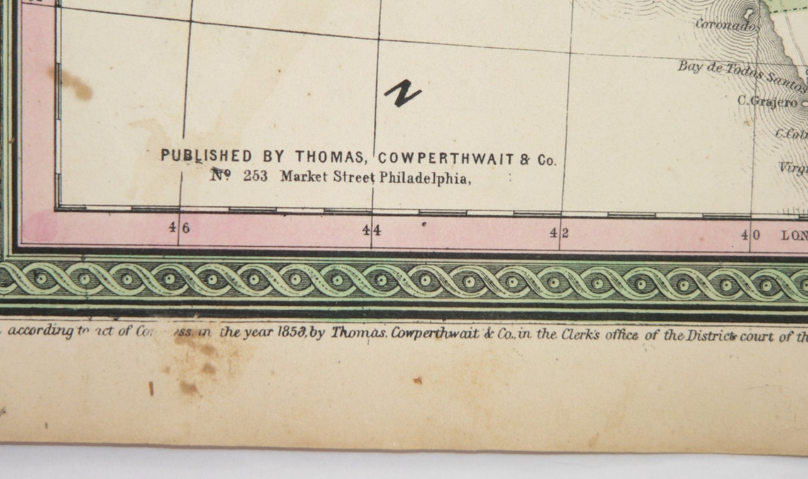 1854 Mitchell Map of Western United States California - Etsy