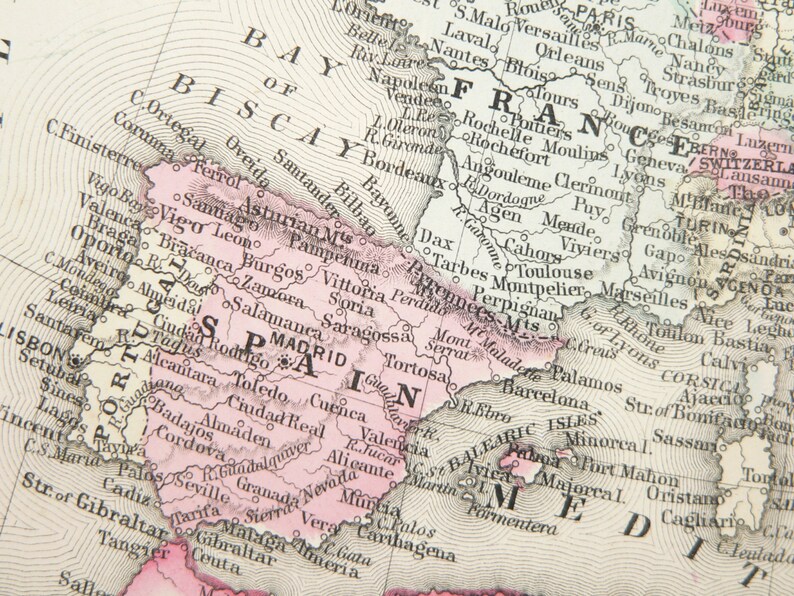 Antique Map of Europe Original 1860 Mitchell Europe Map - Etsy