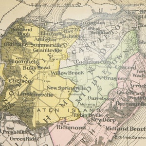 Vintage New York City Map Large 1912 Greater NYC Map, Manhattan Map ...