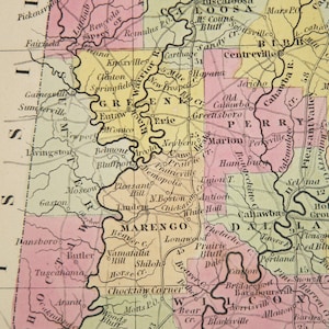 1852 Mitchell Alabama Map, Antique AL Map, Alabama Gift for Graduate ...
